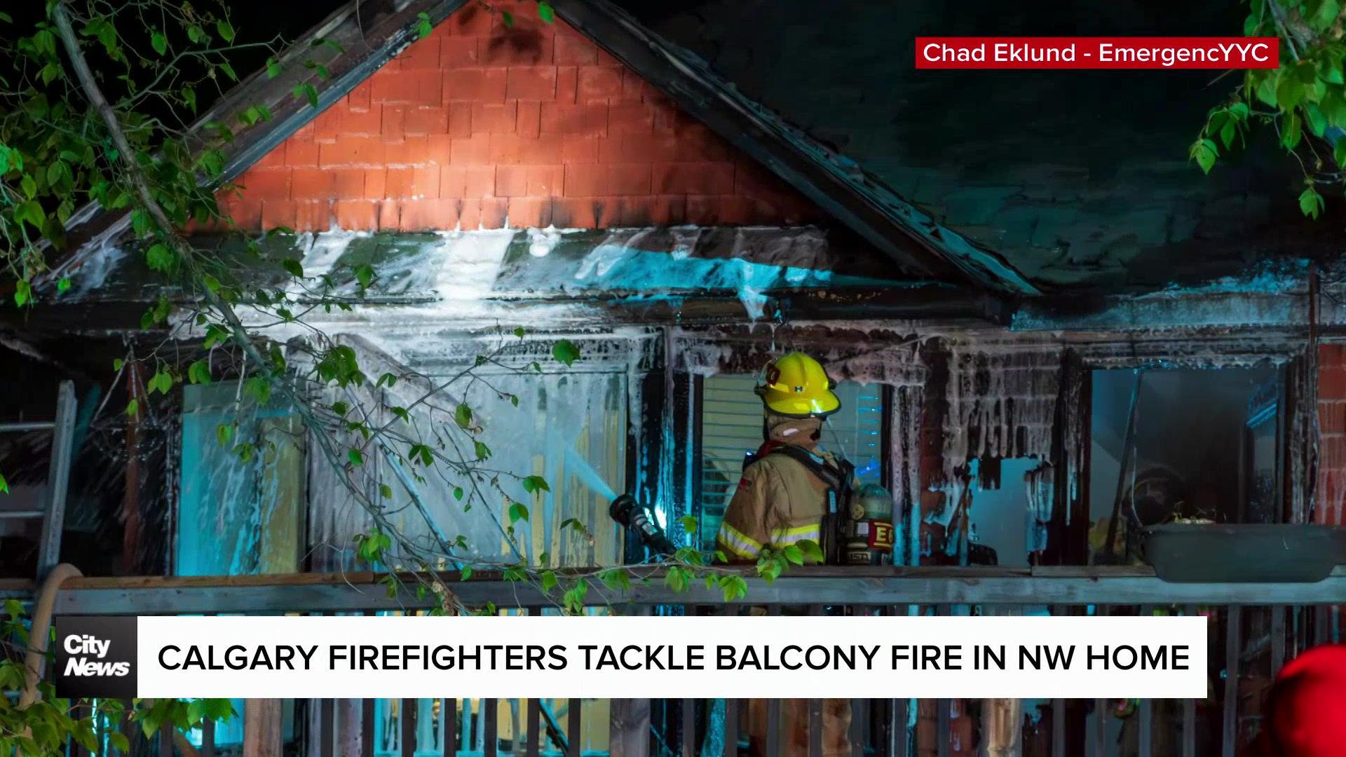 Calgary firefighters tackle balcony fire in NW home