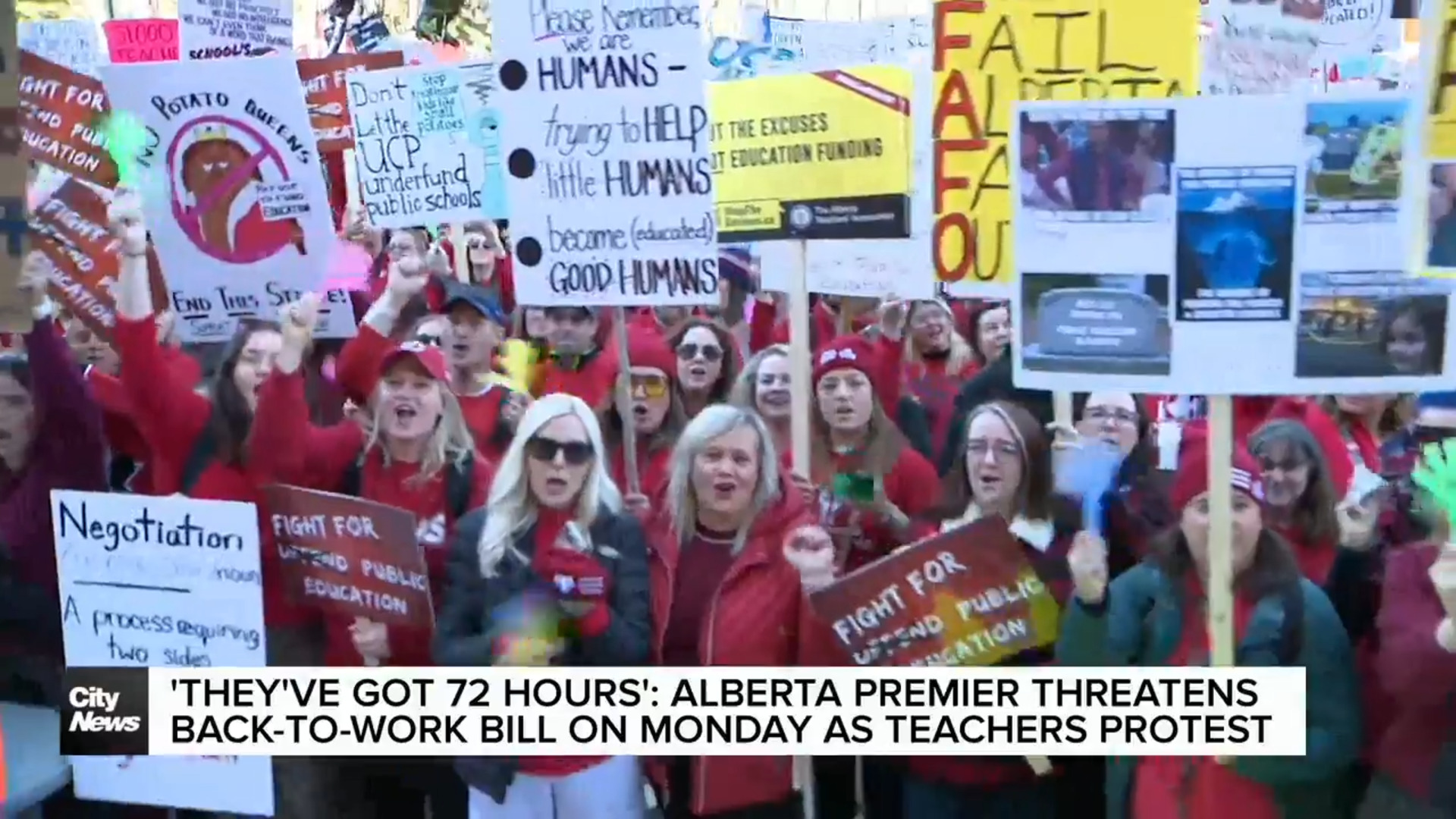 Alberta teachers protest back-to-work bill