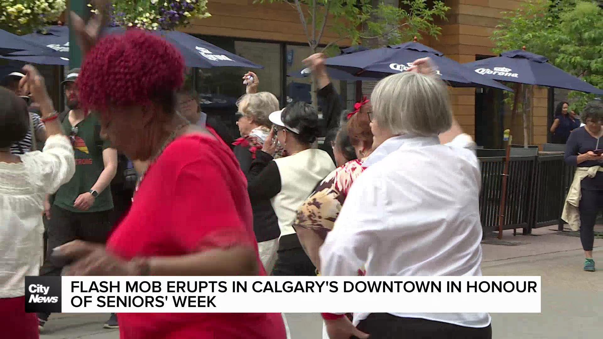 Flash mob erupts in Calgary’s downtown to celebrate Seniors’ Week