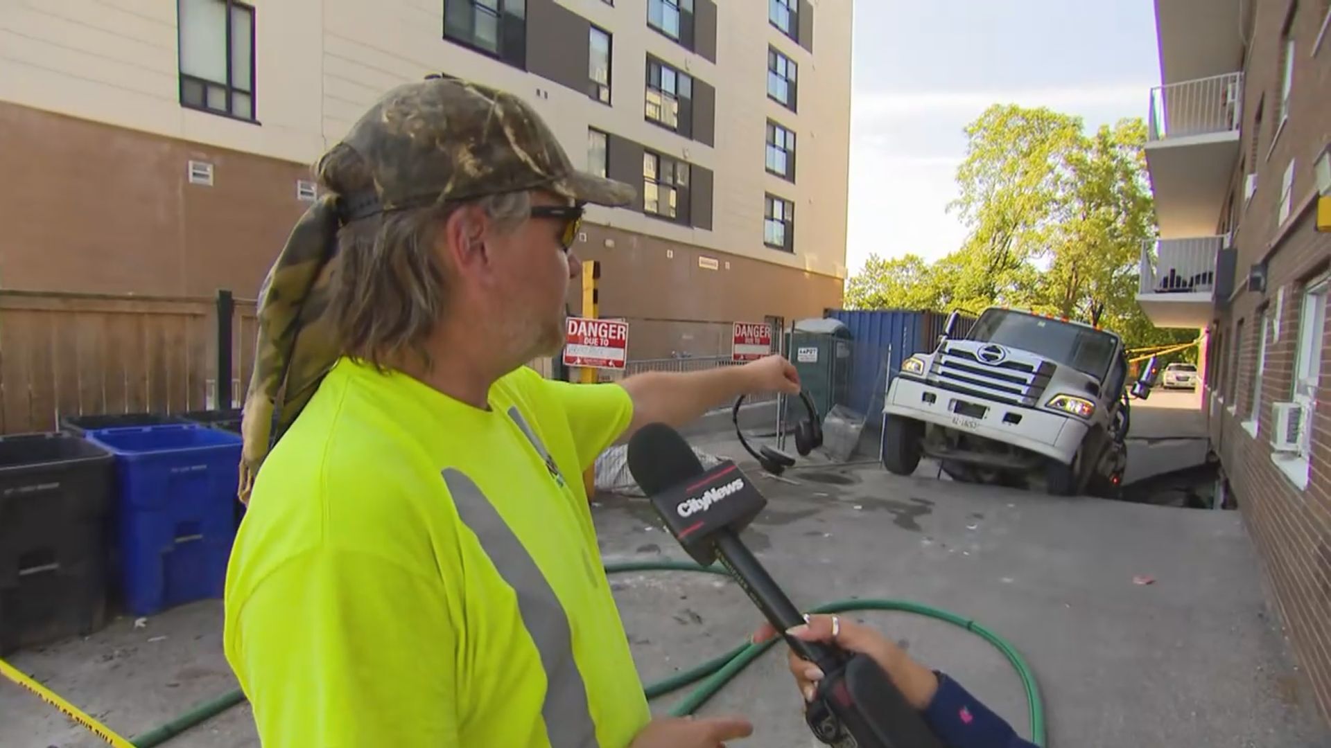 'My truck just collapsed!': Driver narrowly escapes truck sinking into ...