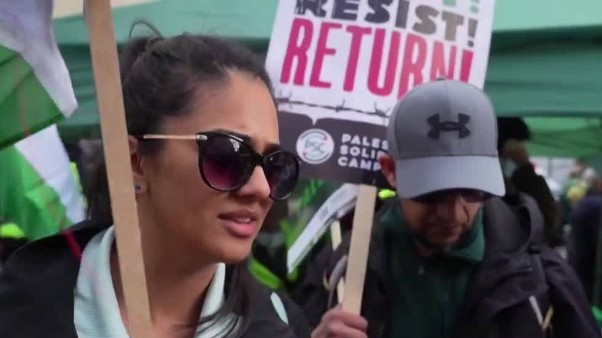 Thousands march worldwide protesting the violence in the Middle East