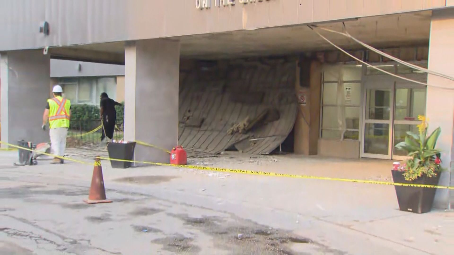 Two people are lucky to be alive after a ceiling collapse outside a ...