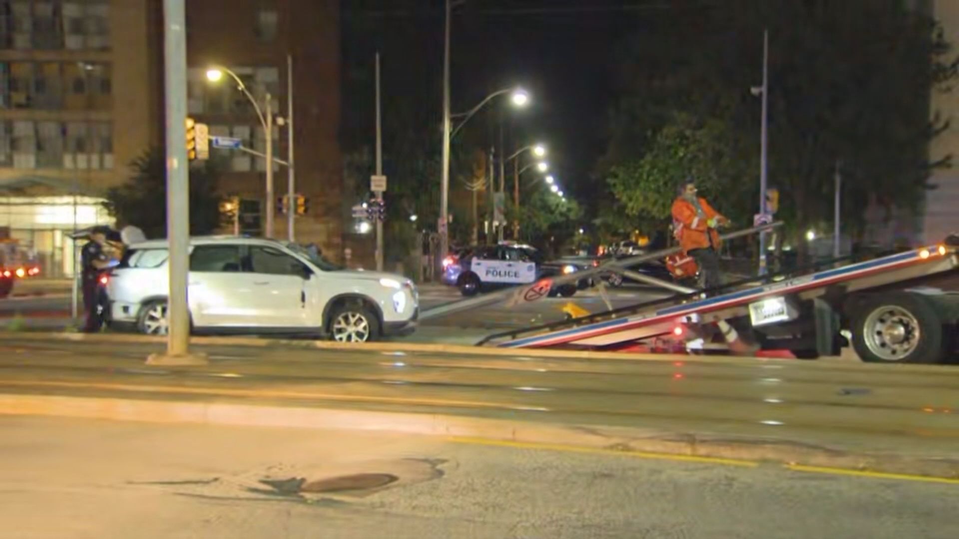 Suspected impaired driver crashes into poles, knocking down traffic light