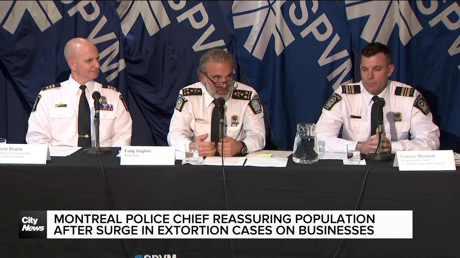Montreal police chief addresses rising extortion cases