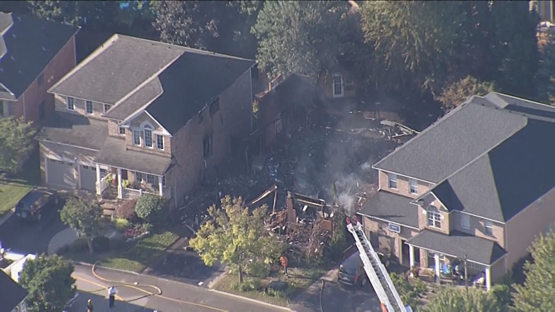 Chopper footage shows completely destroyed home after fire in Georgetown