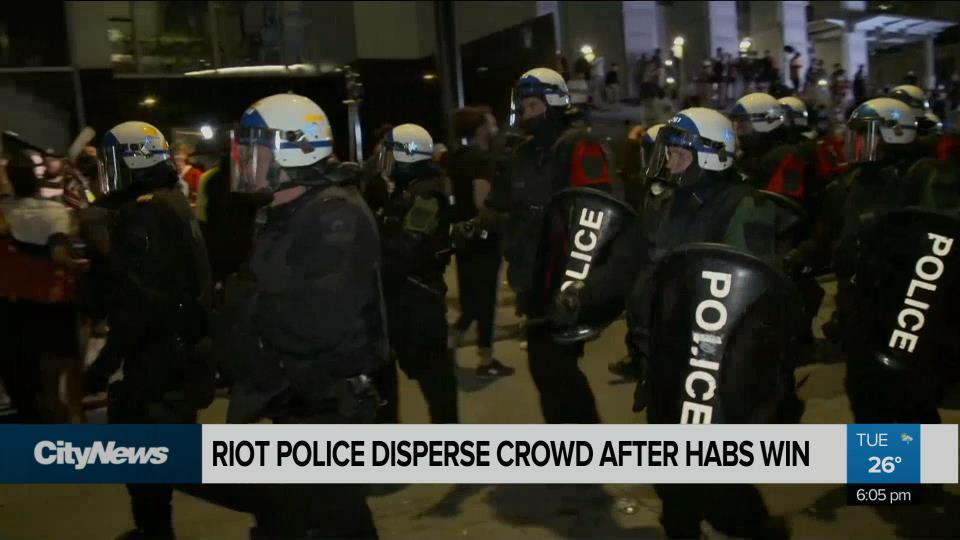 Montreal riot police out in full force after Habs win