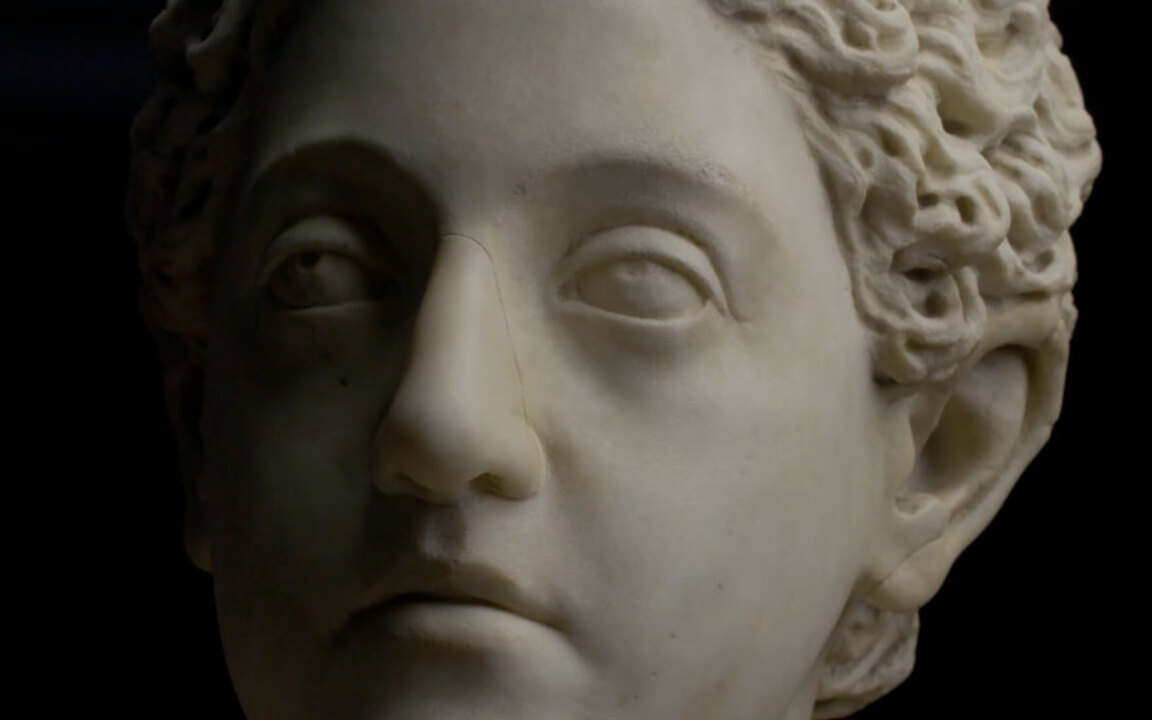 A ROMAN MARBLE PORTRAIT HEAD OF THE YOUNG COMMODUS