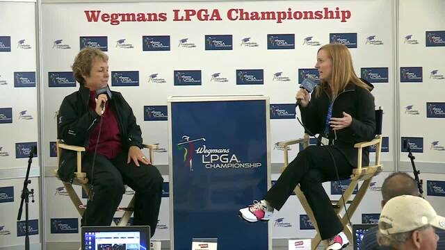 LPGA Rules Official Sue Witters gives a weather update at Wegmans LPGA ...