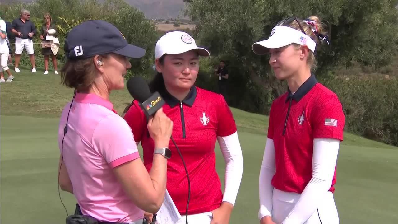 Allisen Corpuz and Nelly Korda Day 1 Interview | 2023 Solheim Cup ...