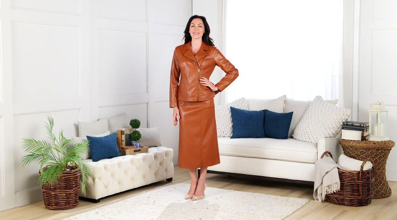 Studio Park x Ali Carr Petite Faux Leather Midi Skirt - QVC.com
