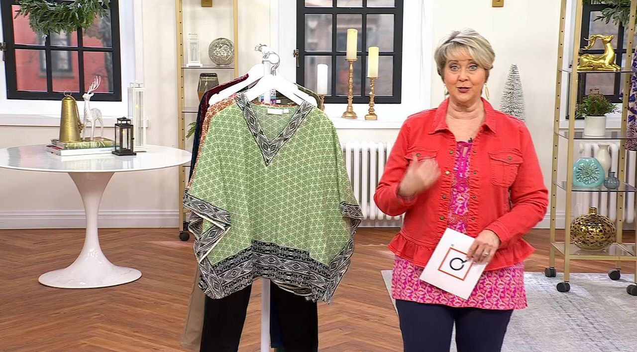 Belle by Kim Gravel Tribal Fusion Mixed Print Poncho - QVC.com