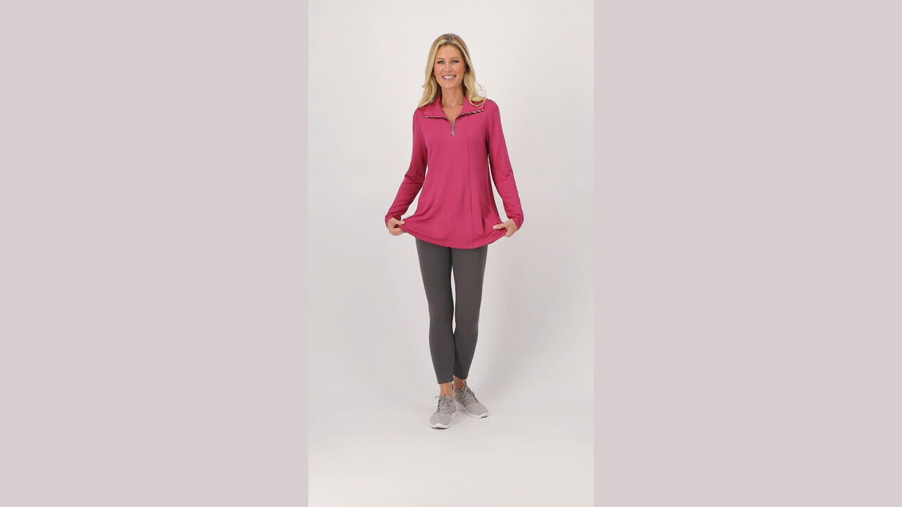 Susan Graver Weekend Regular Jersey Knit Zip-Up Fit & Flare Tunic - QVC.com