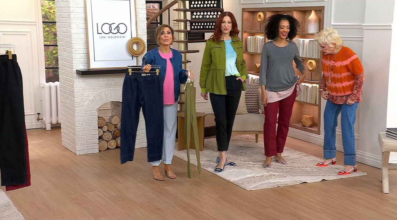 LOGO by Lori Goldstein Petite Black Tapered Leg Ankle Jeans - QVC.com