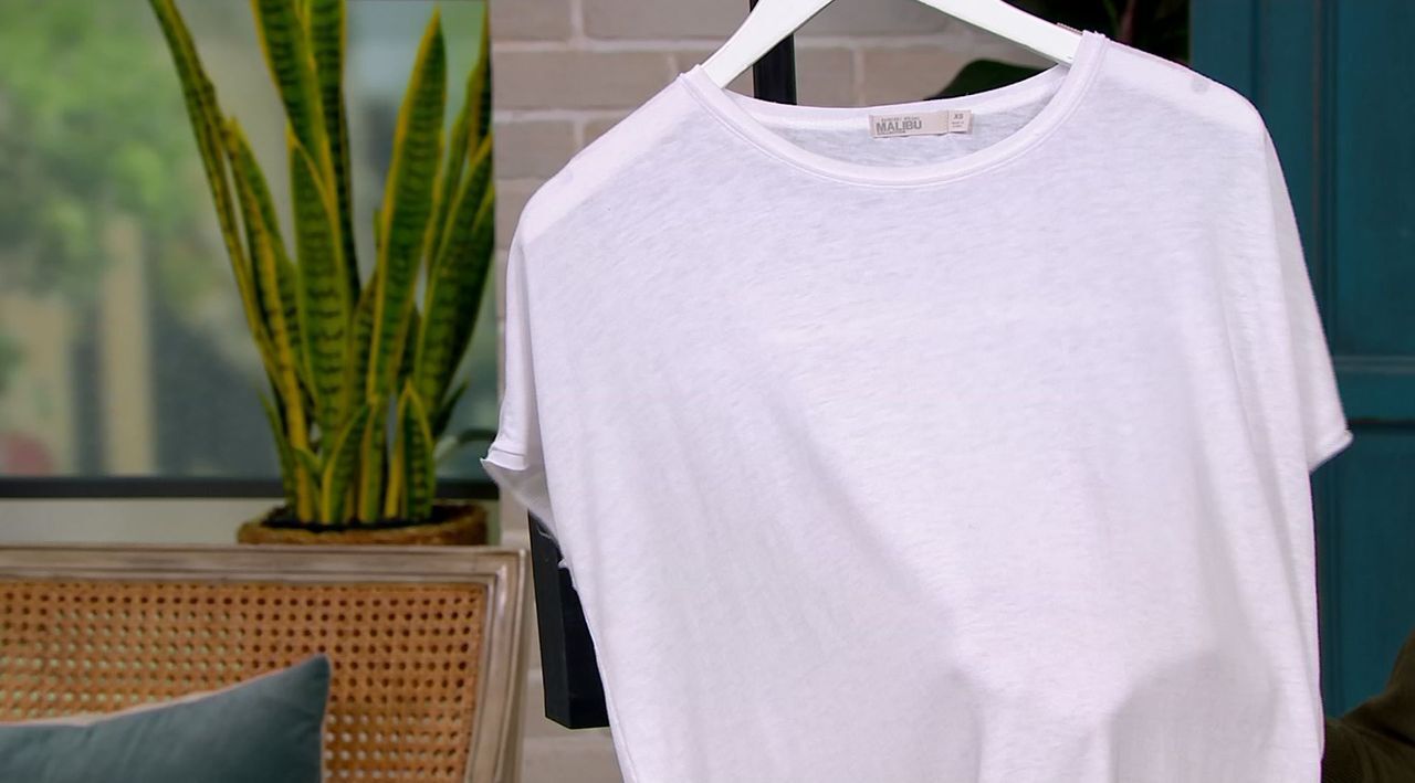 Barefoot Dreams Malibu Collection Burnout Raw Edge Tee - QVC.com