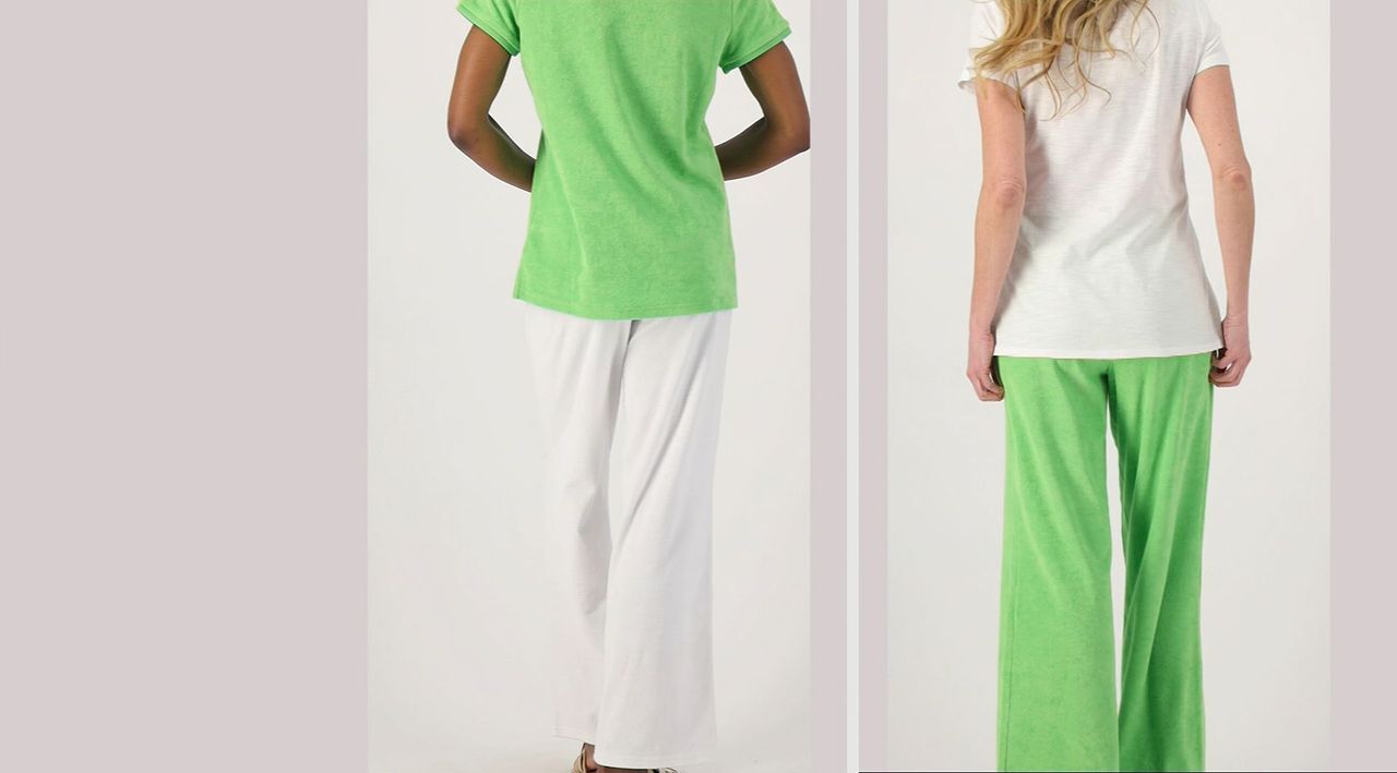 Belle Beach by Kim Gravel Petite Poolside Terry Wide Leg Pants - QVC.com