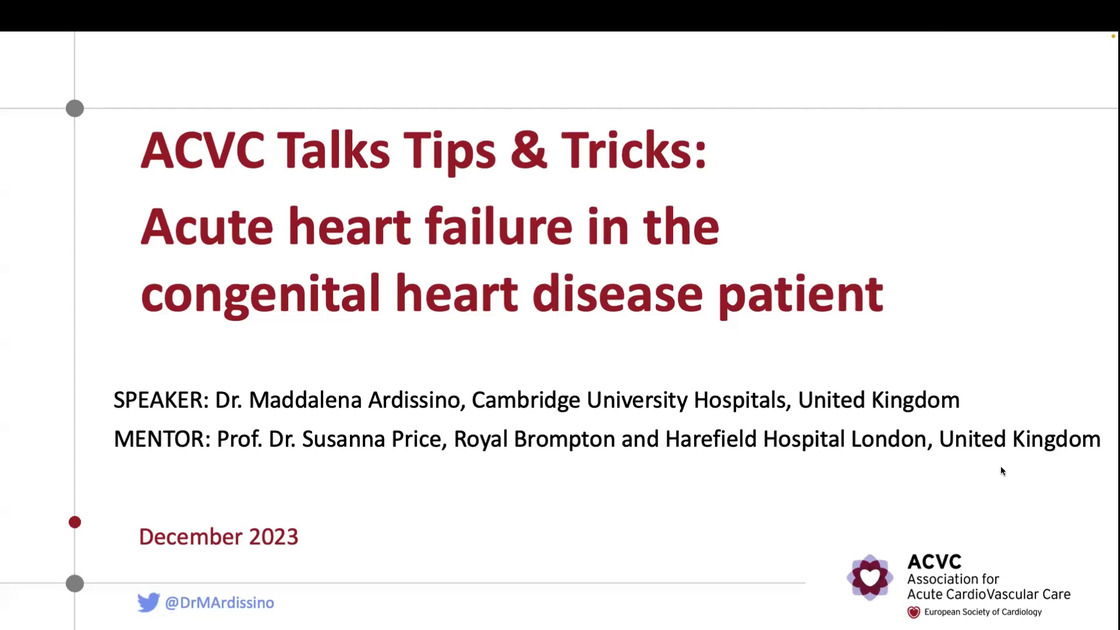 ESC 365 - ACVC Talks - Tips and Tricks Acute heart failure in the ...