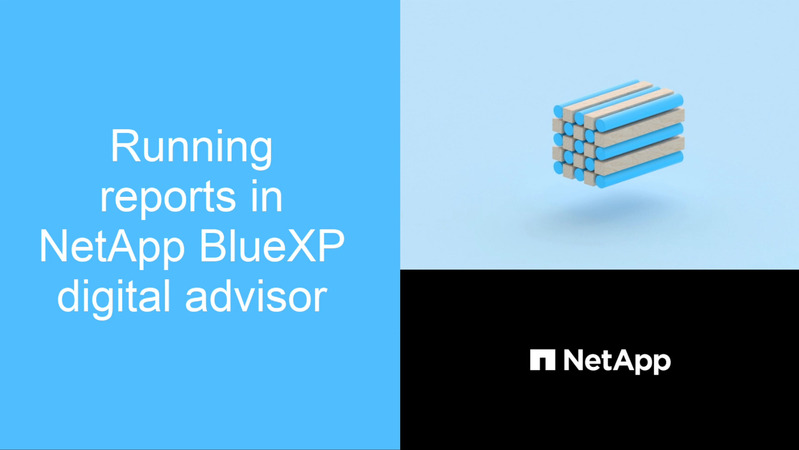 Running reports in NetApp BlueXP digital advisor