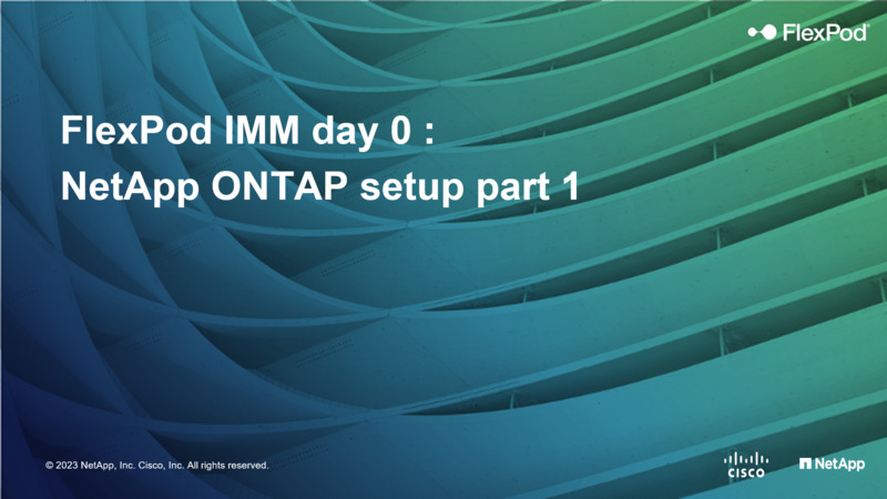 NetApp ONTAP setup, part 1 | FlexPod IMM day 0