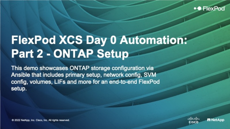 NetApp ONTAP setup | FlexPod XCS Day 0