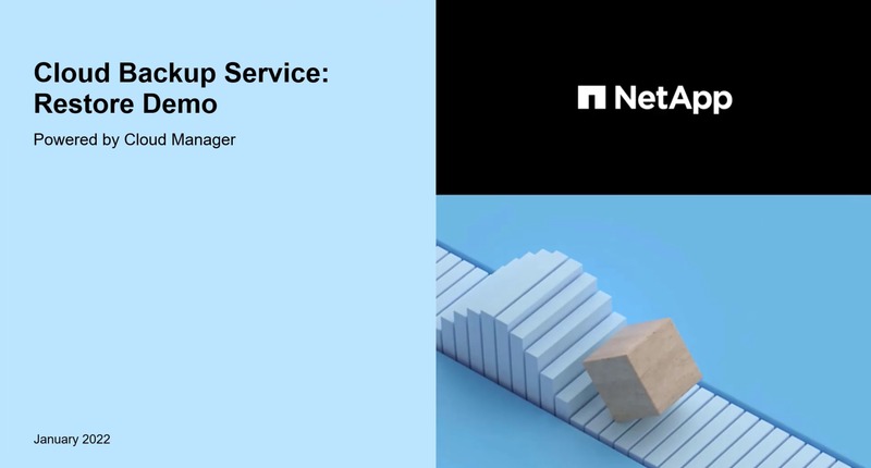 NetApp Cloud Backup Service - Volume and file restore