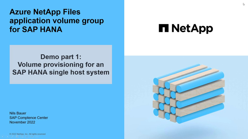 Volume provisioning HANA single host system on Azure NetApp Files