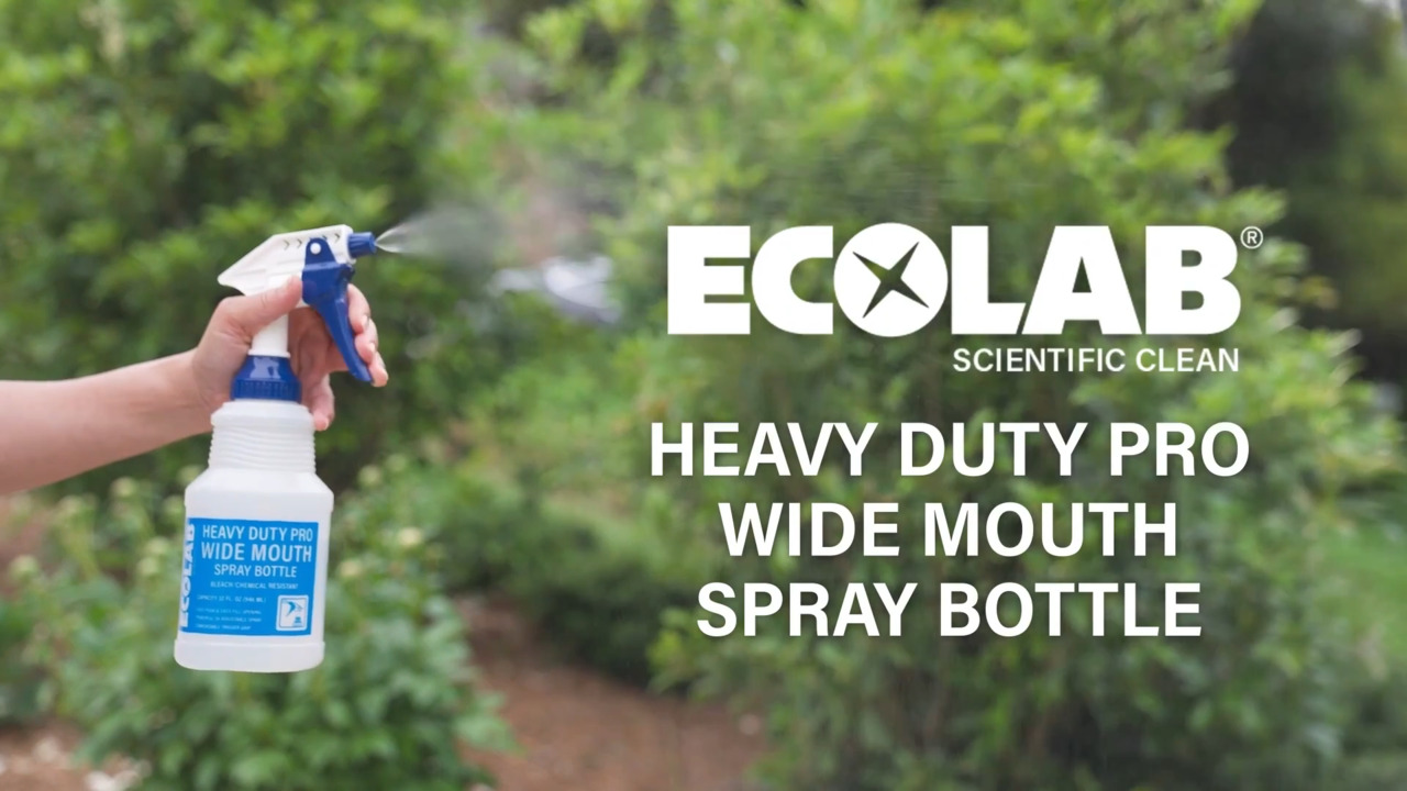 ECOLAB 32 oz. Heavy-Duty Pro Wide Mouth Bleach Resistant Spray Bottle ...