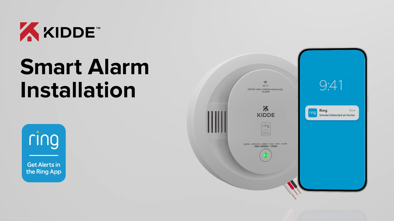 Kidde Hardwired Ring App Enabled Smart Smoke & Carbon Monoxide Detector, AA Battery Backup ...