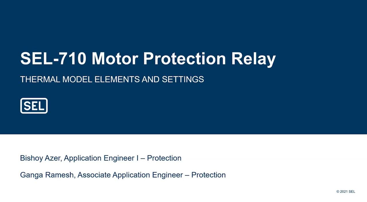 Motor Protection Fundamentals Part 1: SEL -710 Thermal Model Elements ...