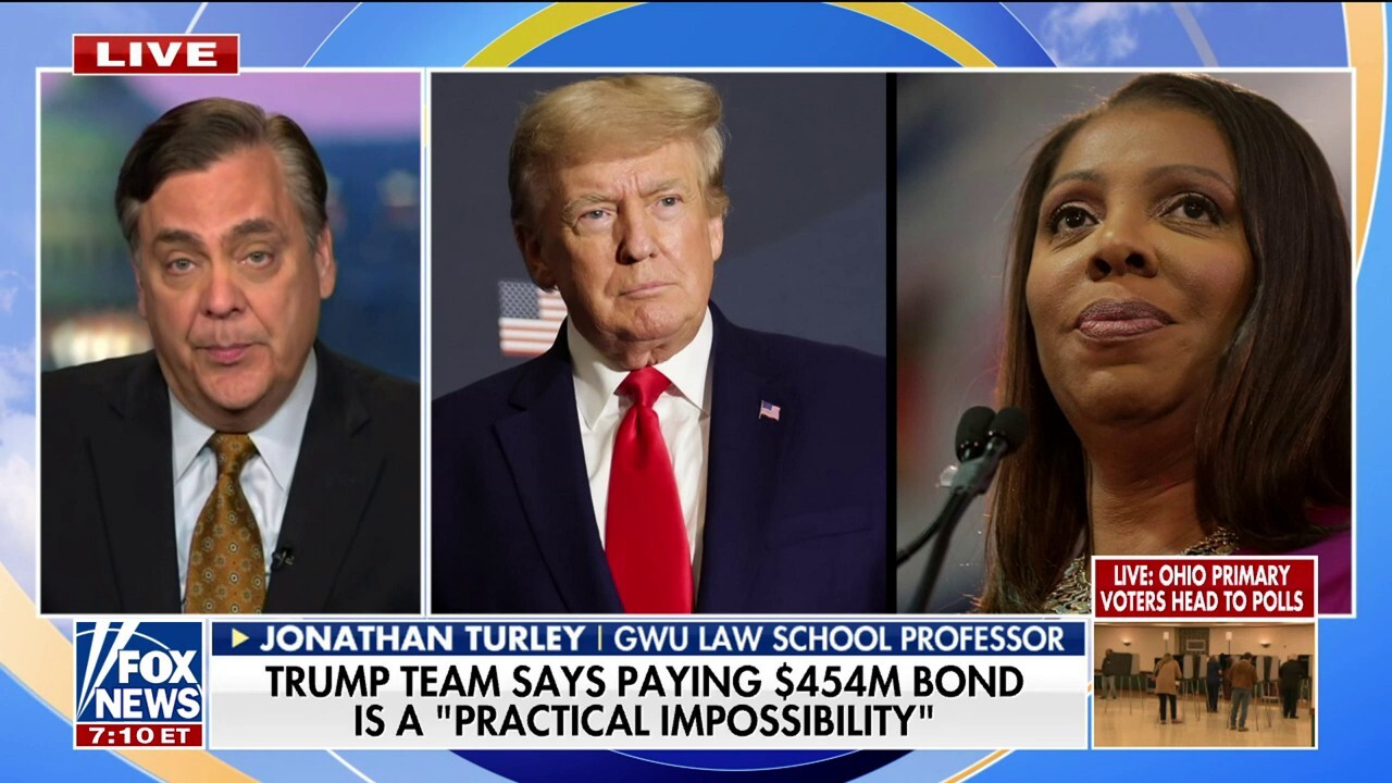 Jonathan Turley slams 'ridiculous' bond in Trump civil trial: 'Mob justice' | Fox News Video