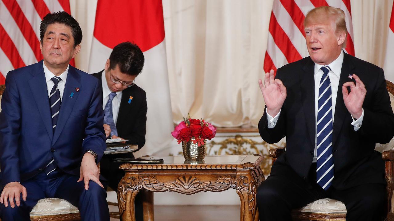 Trump participates in working lunch with Japanese PM Shinzo | Fox ...
