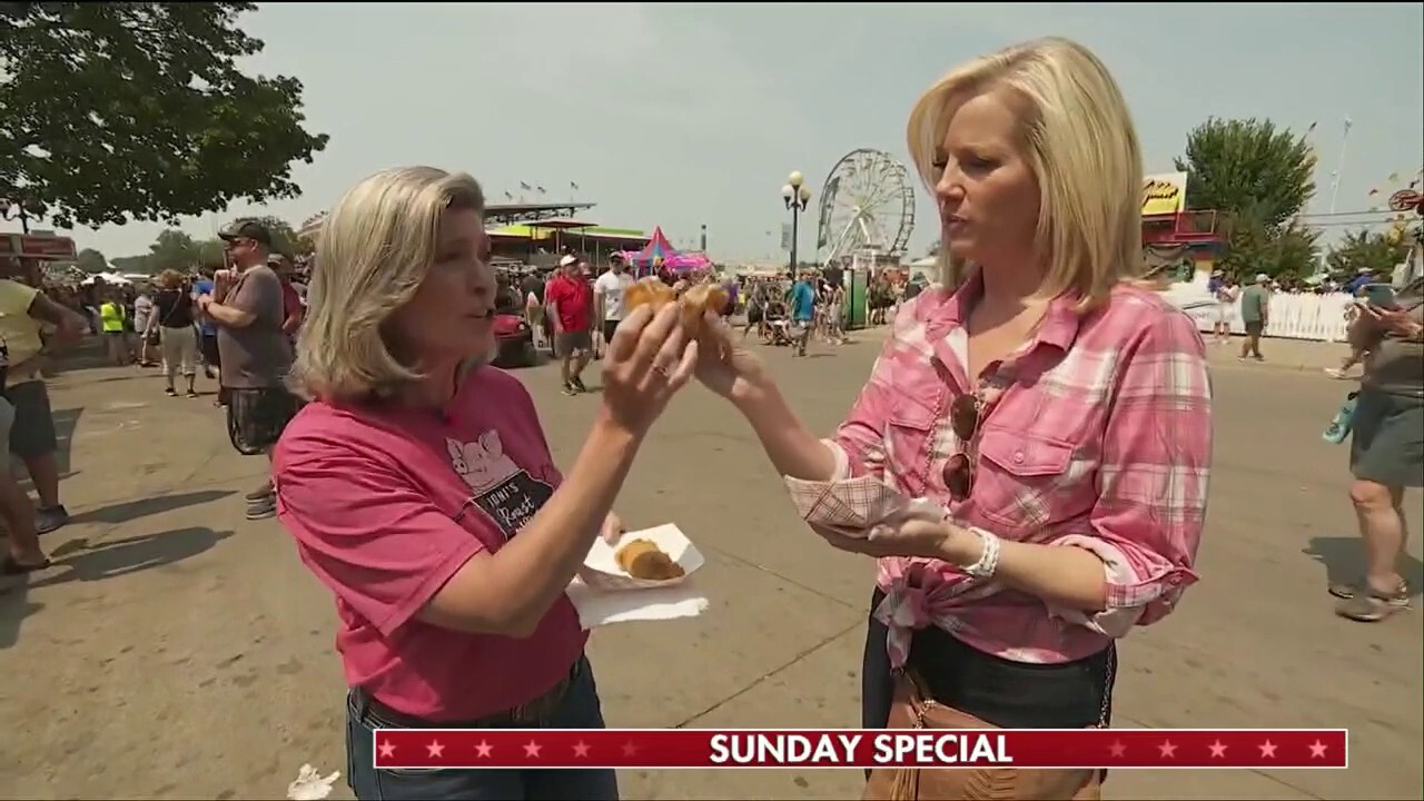 Sen. Ernst and Shannon Bream try deep fried foods at the Iowa state ...