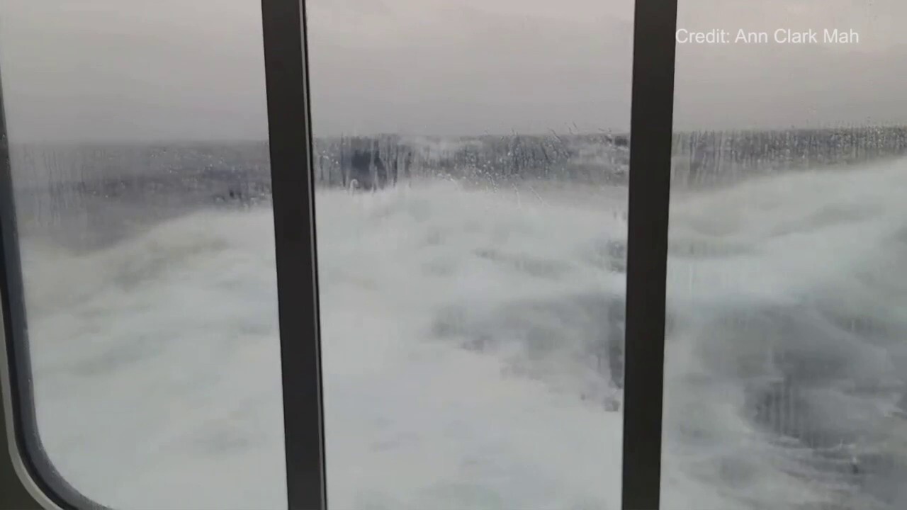 Large Waves Hit Glass Of Antarctica Cruise Ship As It Navigates The Large Waves Hit Glass Of Antarctica Cruise Ship As It Navigates The