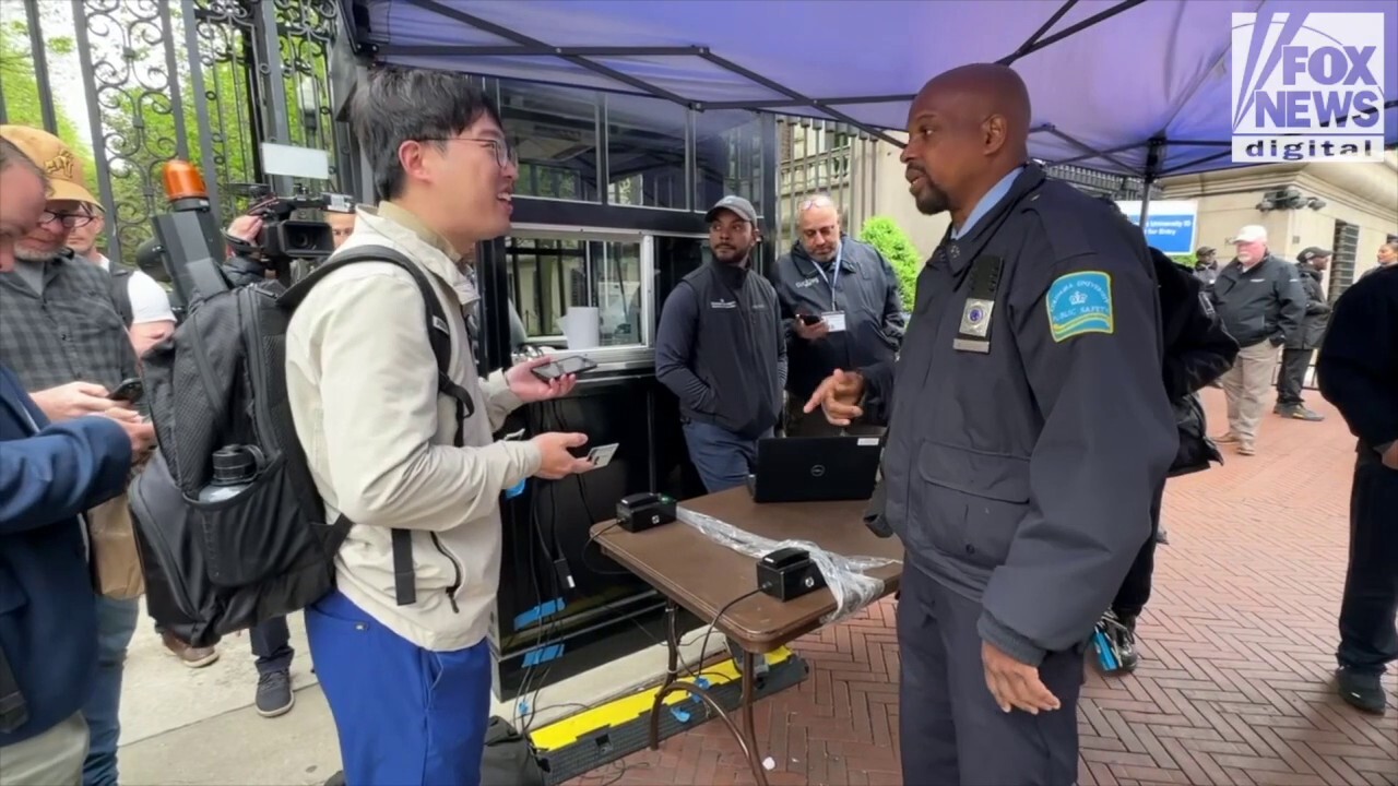Security guards check the IDs of students and faculty members at Columbia University | Fox News ...