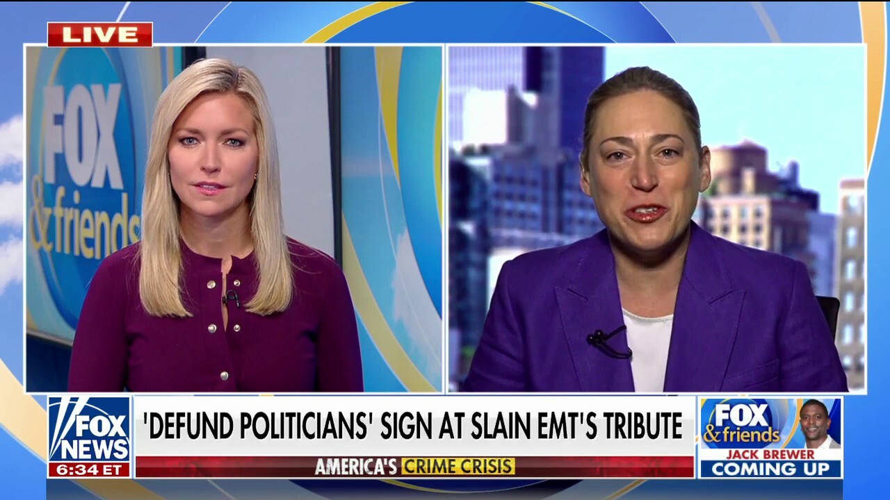 'Defund politicians' sign at slain NYC EMT's tribute | Fox News Video